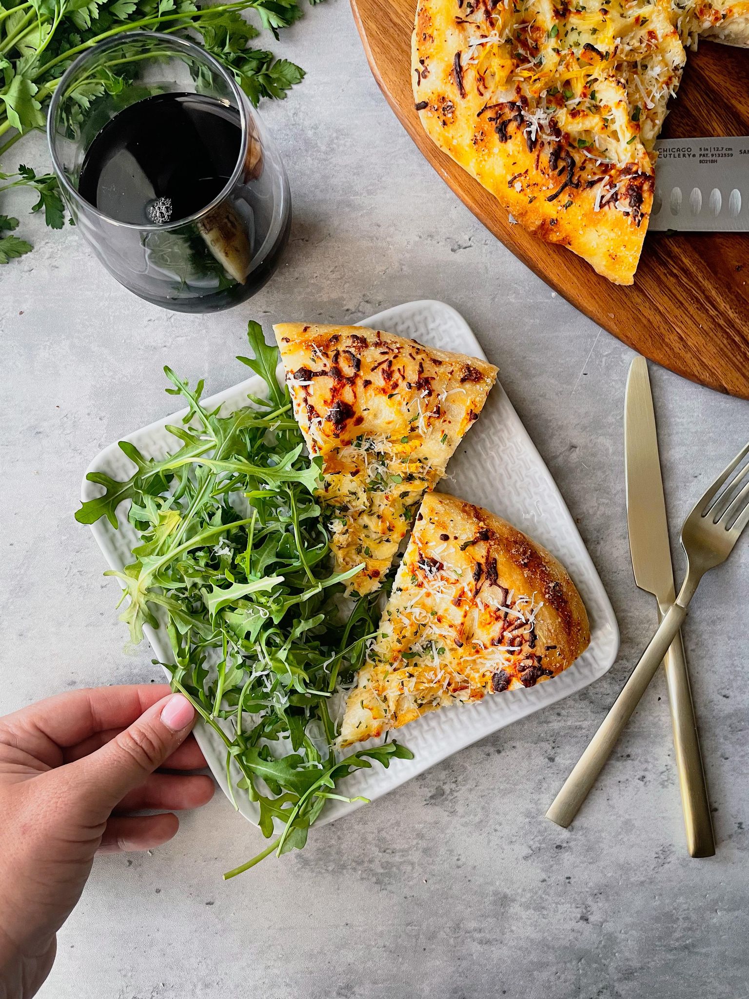 Garlic Parmesan & Chicken Pizza Bianca - Espresso and Lime