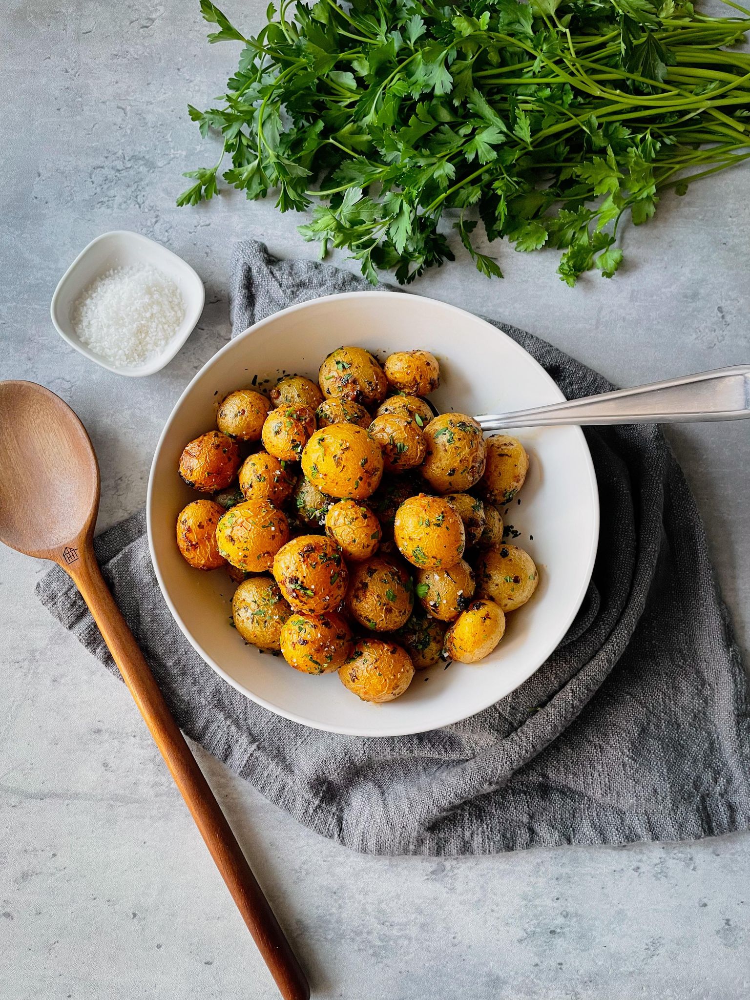 Roasted Garlic Herb New Potatoes - Espresso and Lime