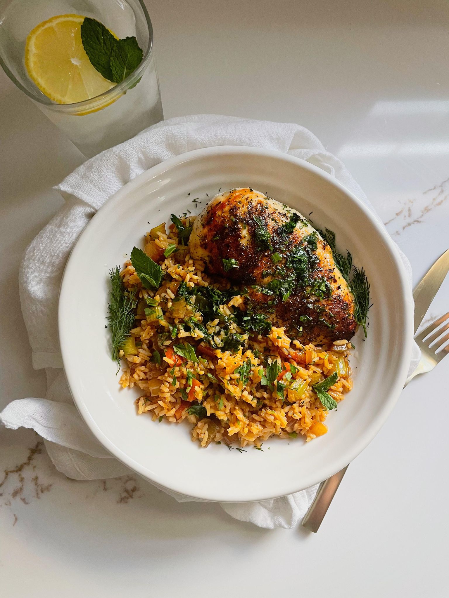 Herb Butter Chicken & Rice - Espresso and Lime